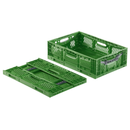 Caja de plástico plegable, de tamaño 600x400x180mm, rejada